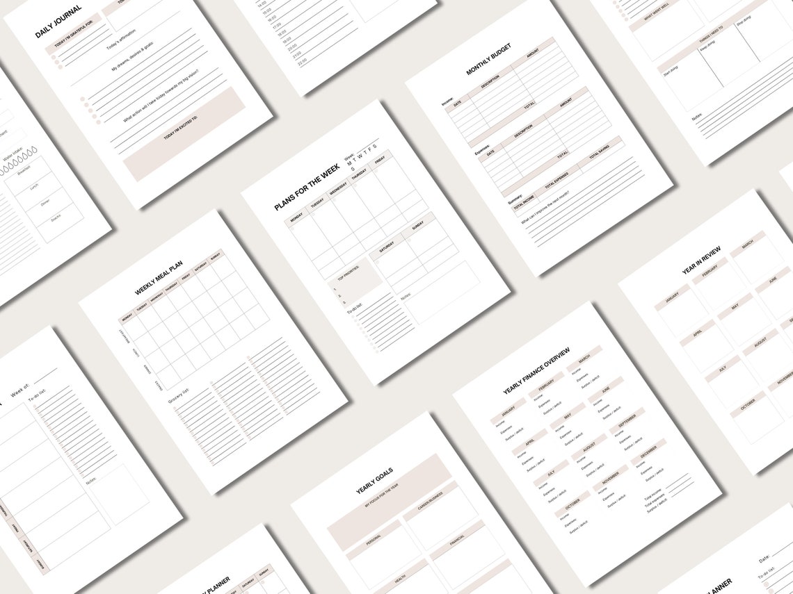 Productivity Planner Pages for Organisation Planner Inserts for Journal ...