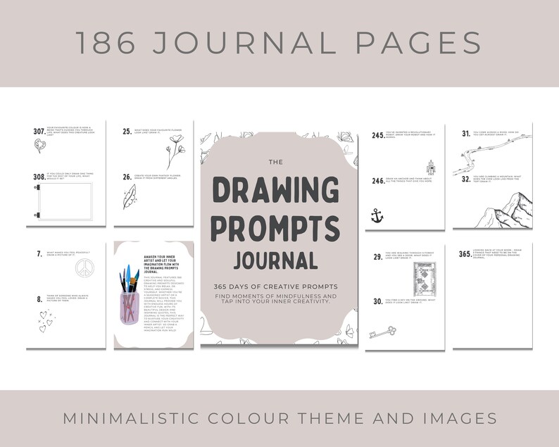 Drawing Prompts Journal Doodle Book Printable Drawing and Colouring ...