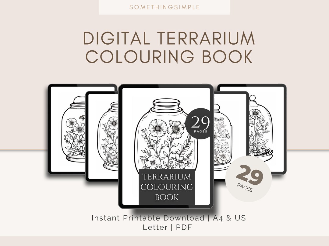 Colouring Book for Adult Colouring Pages for Terrarium Greyscale ...