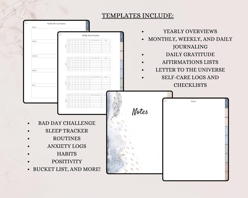 Self Care Journal Goodnotes Planner Digital Self Care Notebook Planner ...