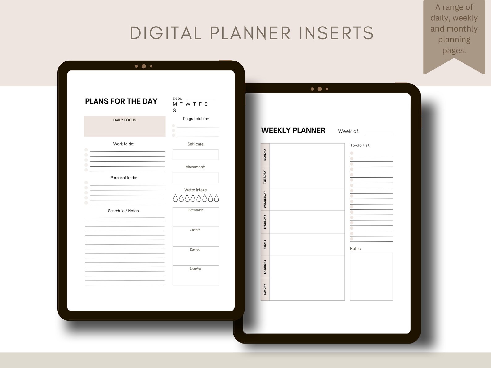Productivity Planner Pages for Organisation Planner Inserts for Journal ...