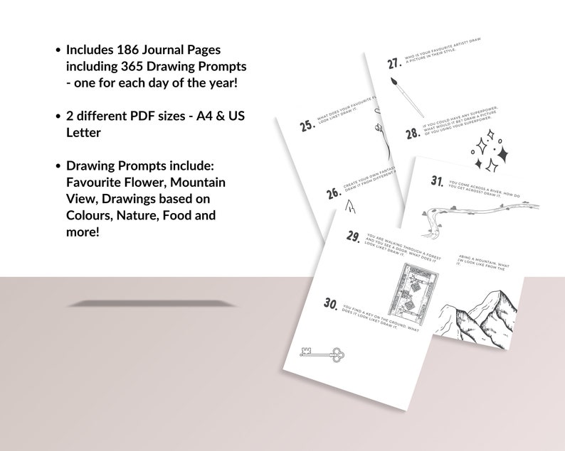 Drawing Prompts Journal Doodle Book Printable Drawing and Colouring ...