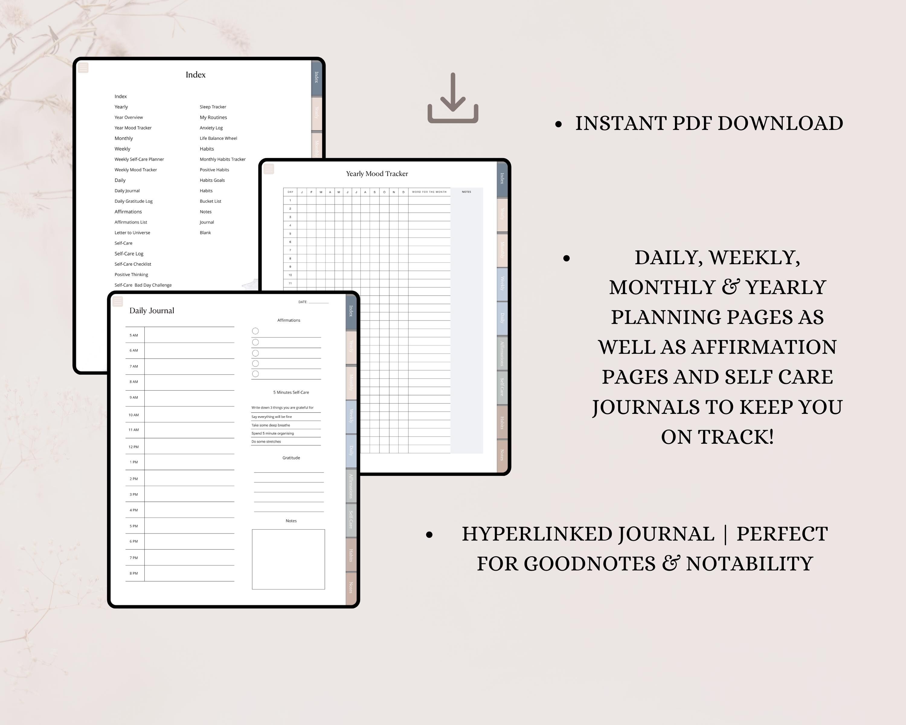 Self Care Journal Goodnotes Planner Digital Self Care Notebook Planner ...