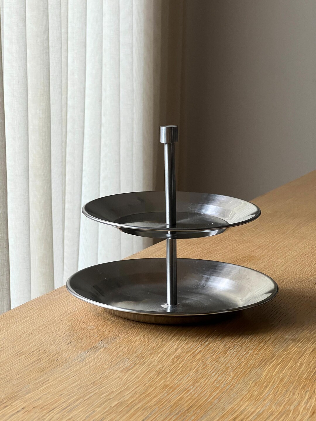 Vintage 2-tier Stainless Steel Cake Stand, Metal Dessert Stand - Etsy