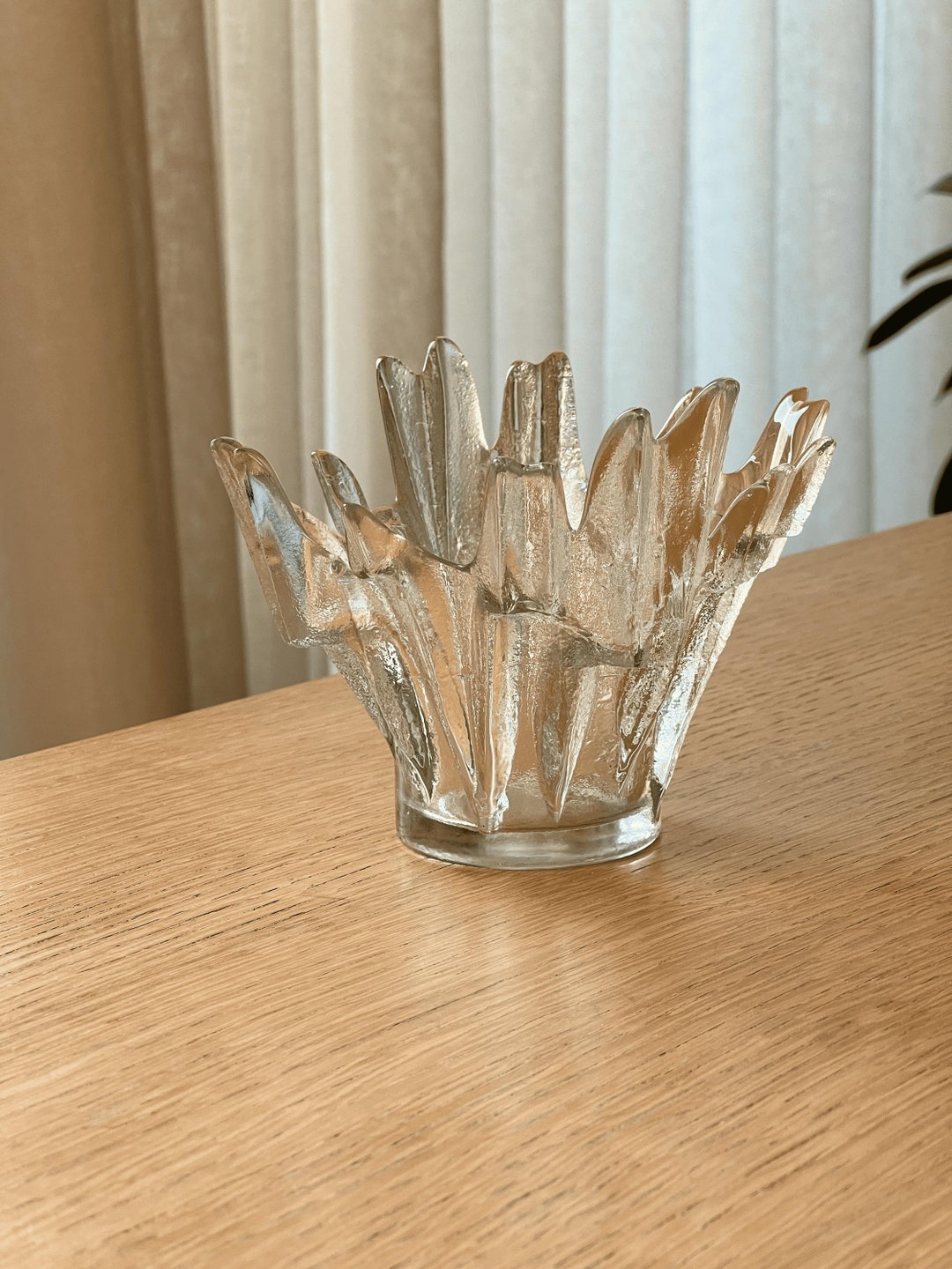 Vintage Finnish Glass Candle Holder, 70s Scandinavian Christmas Decor ...