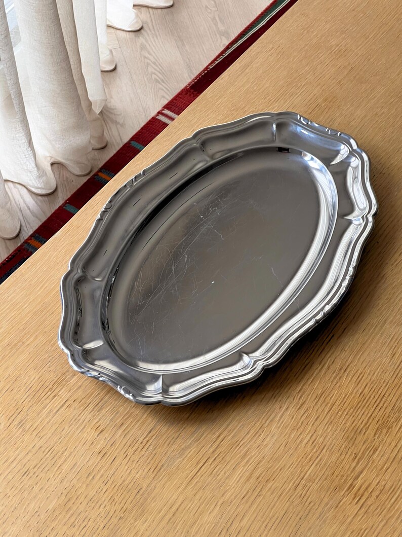 Vintage Large Stainless Steel Serving Platter, Vintage Tableware ...