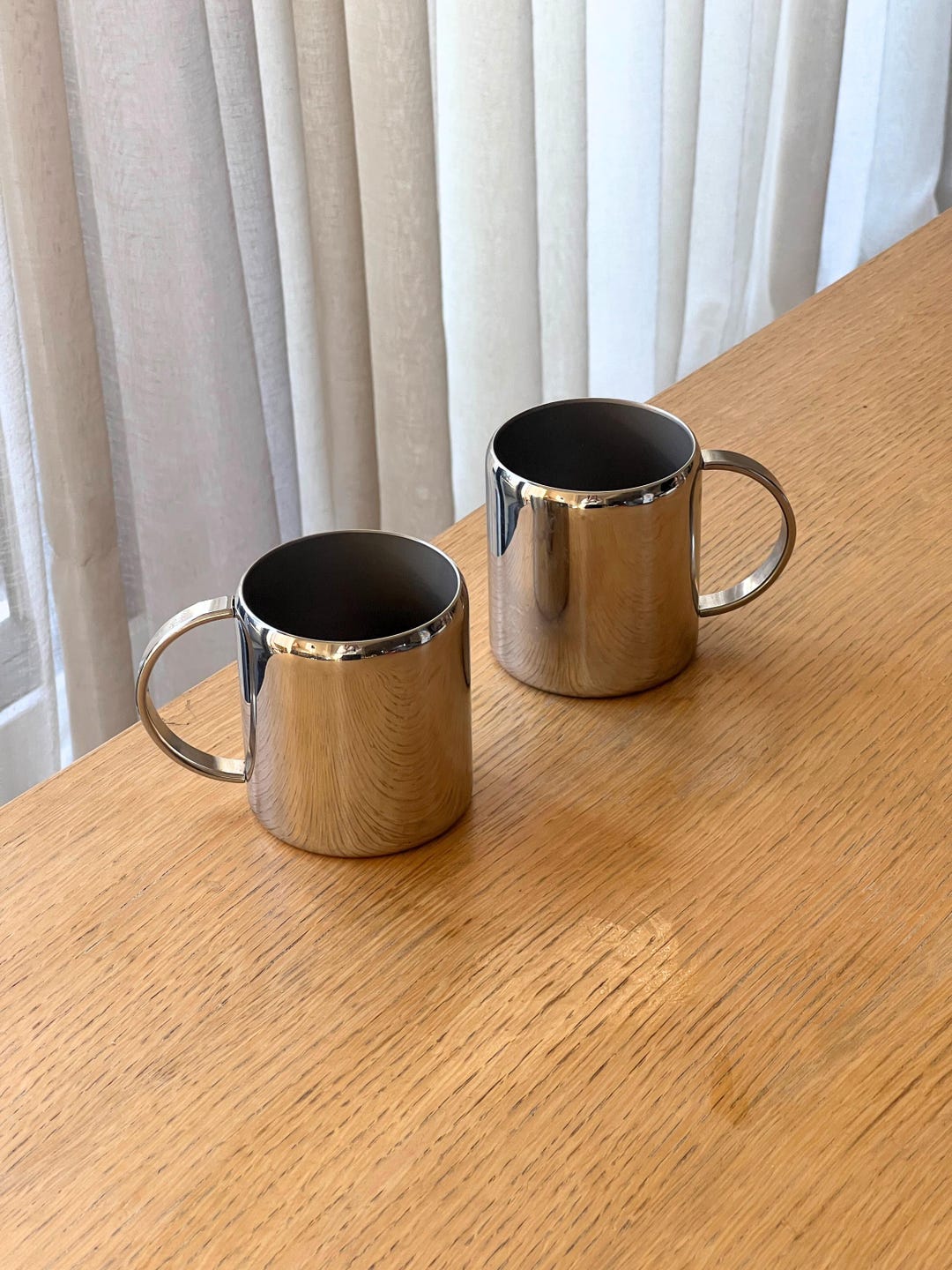 Vintage Stainless Steel Coffee Mugs, Inox Coffee Cups, Vintage ...