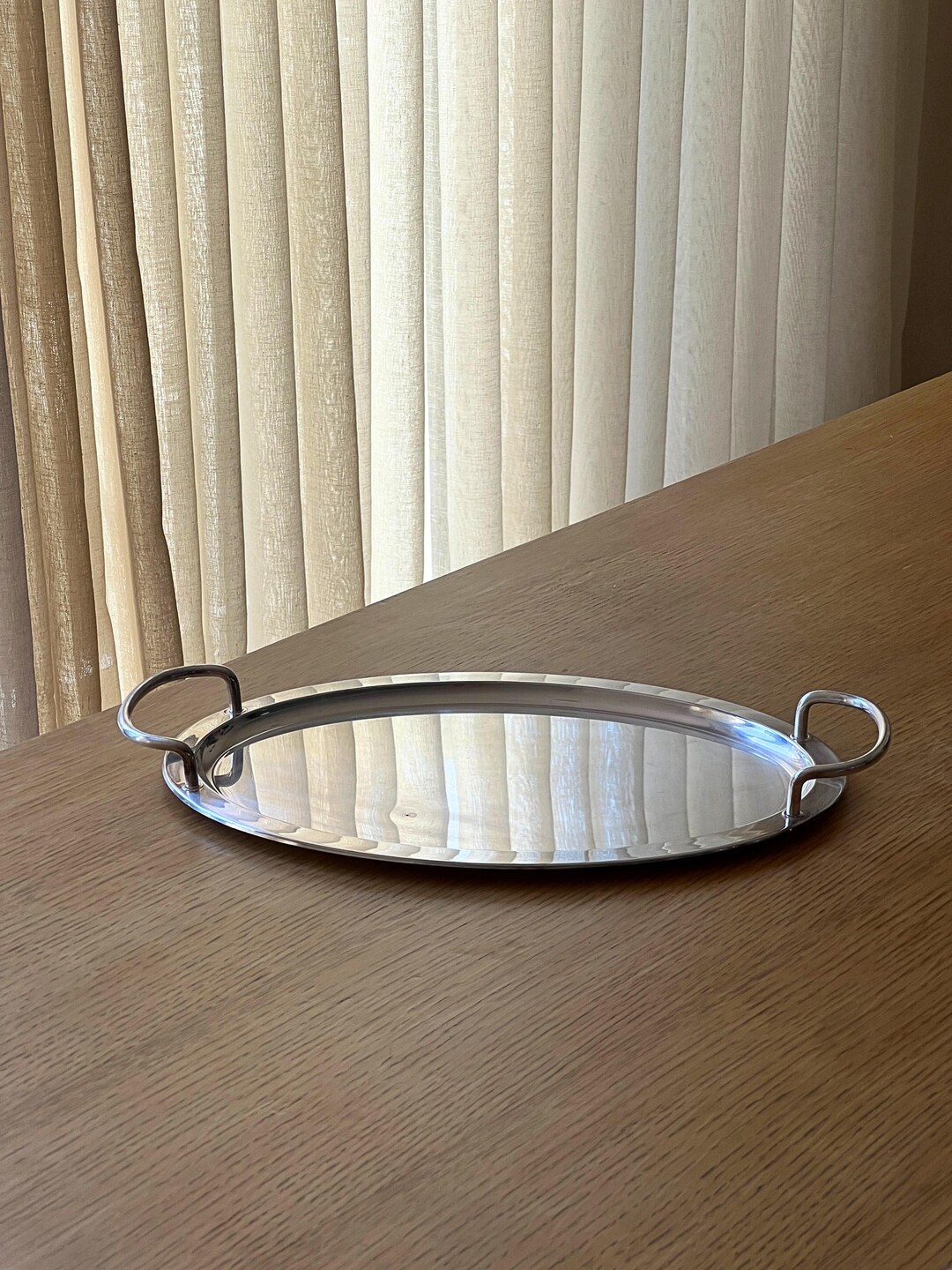 Vintage MCM Silver Plated Oval Round Tray, Hosting, Vintage Barware - Etsy