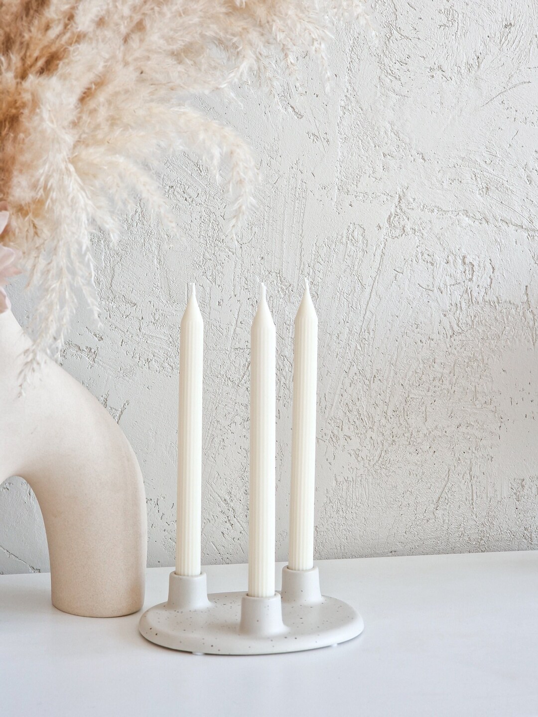 4 PACK Long Stripped Pillar Candle, 100% Handmade up to 9hours Burning ...