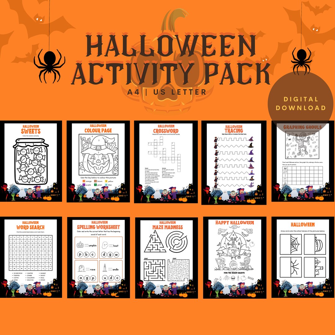 Halloween Activity Pack Halloween Activity Pages Printable - Etsy