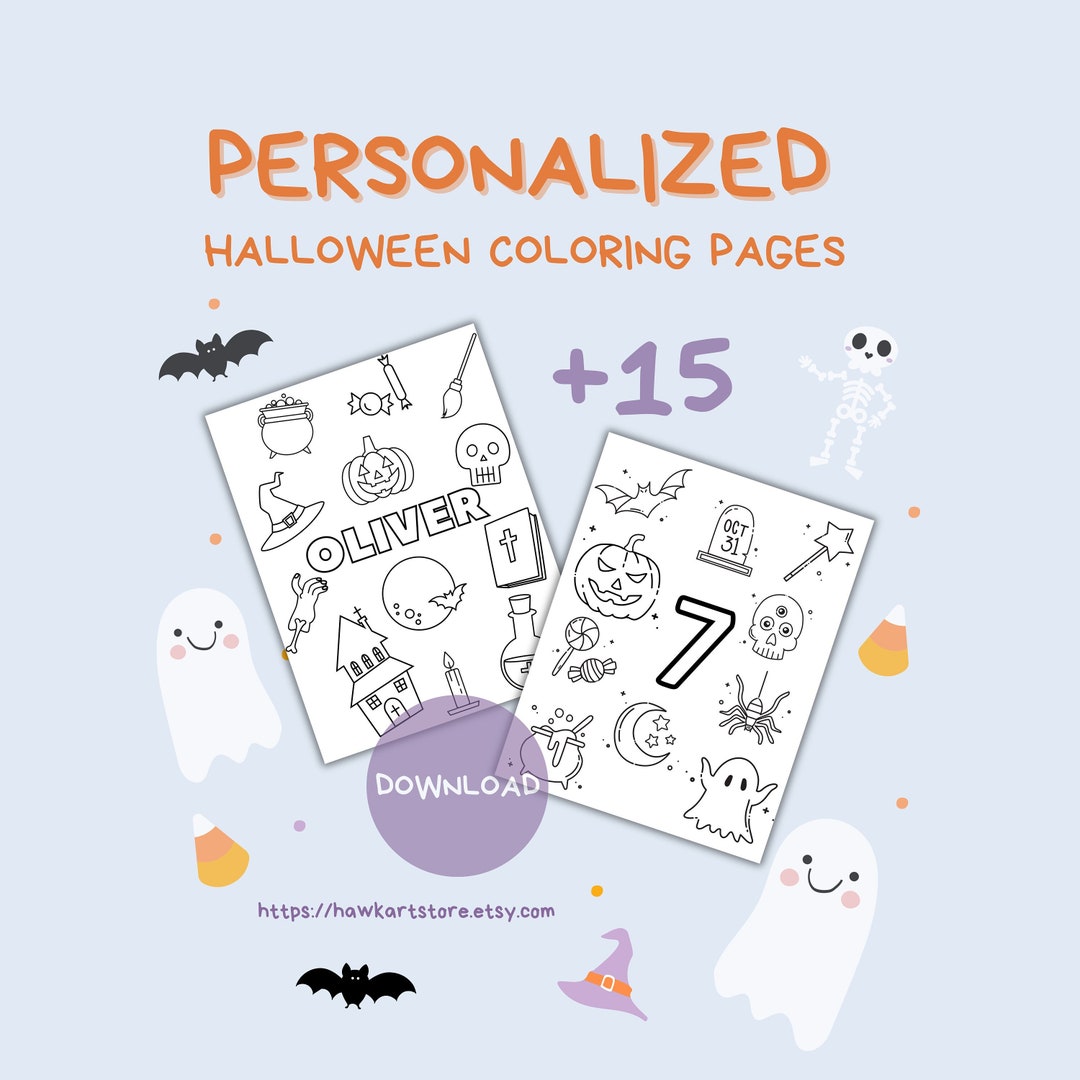 Personalized Halloween Coloring Pages Halloween Coloring - Etsy