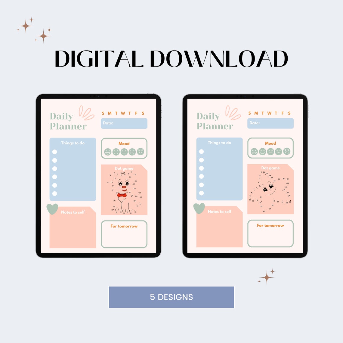 Kids Daily Planner Printable Dot Game Planner for Kids Diary for ...