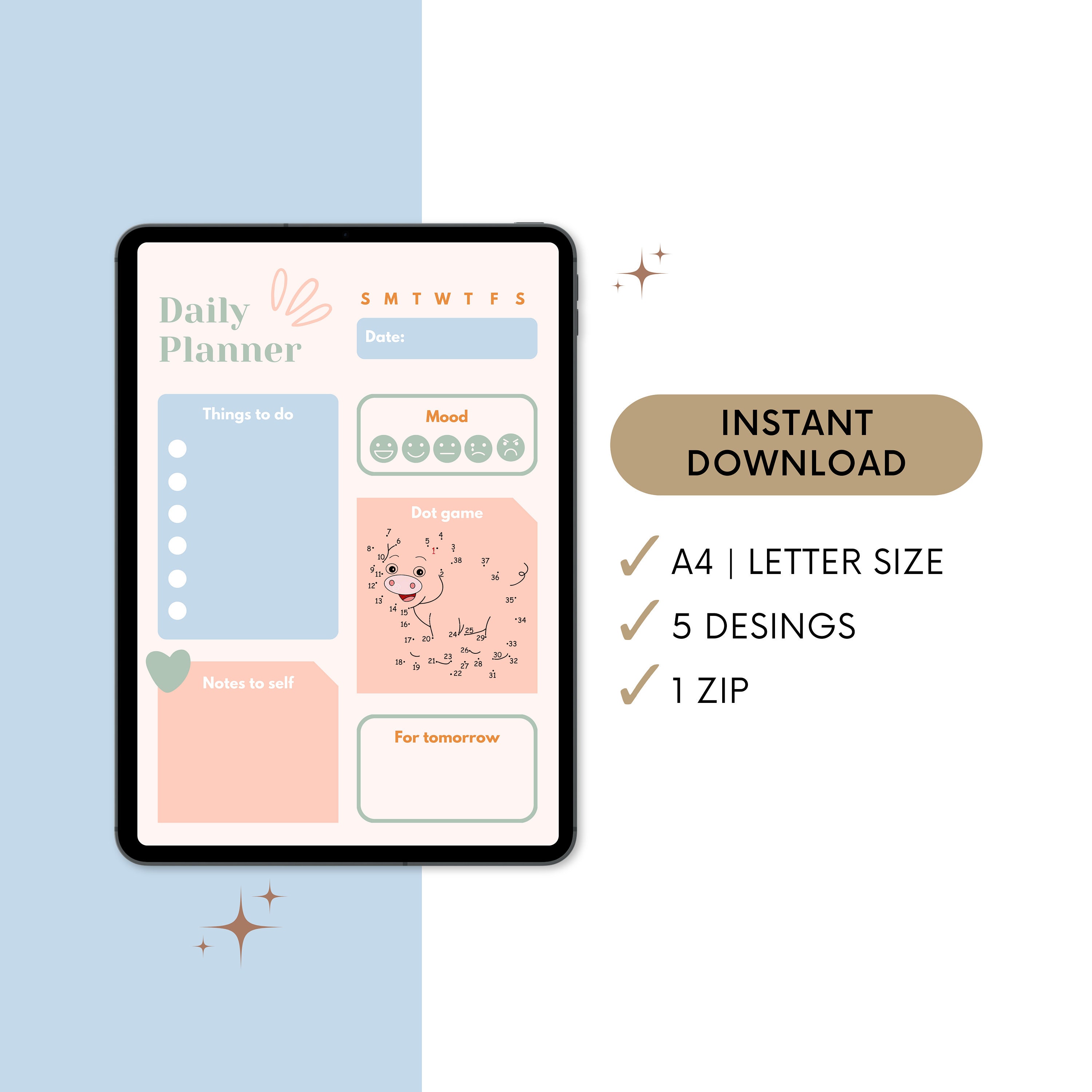 Kids Daily Planner Printable Dot Game Planner for Kids Diary for ...