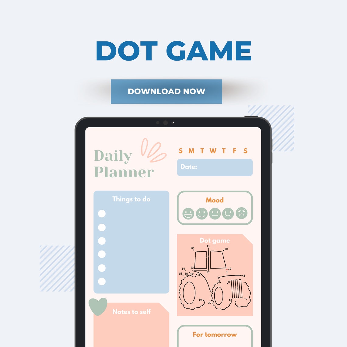Kids Daily Planner Printable Dot Game Planner for Kids Diary for ...