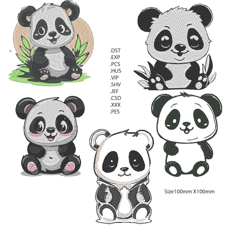 Panda Embroidery - Etsy