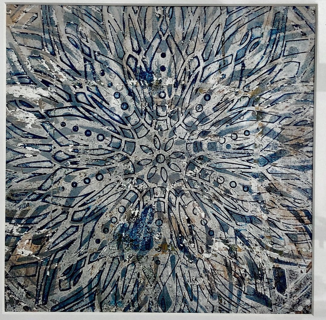 Silver and Blue Mandala Monoprint Beautifully Framed and - Etsy