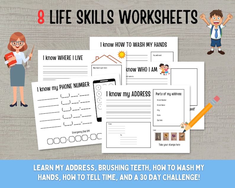 Life Skill Practice Set Printable Homeschool Preschool Bundle ...