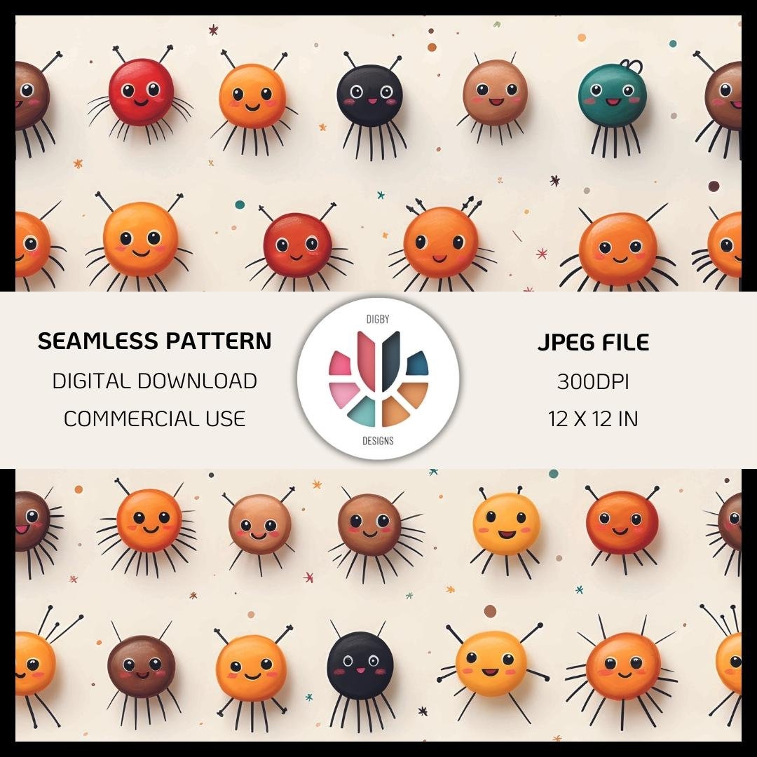 Cute 3D Spiders Seamless Printable Paper Pattern - Etsy