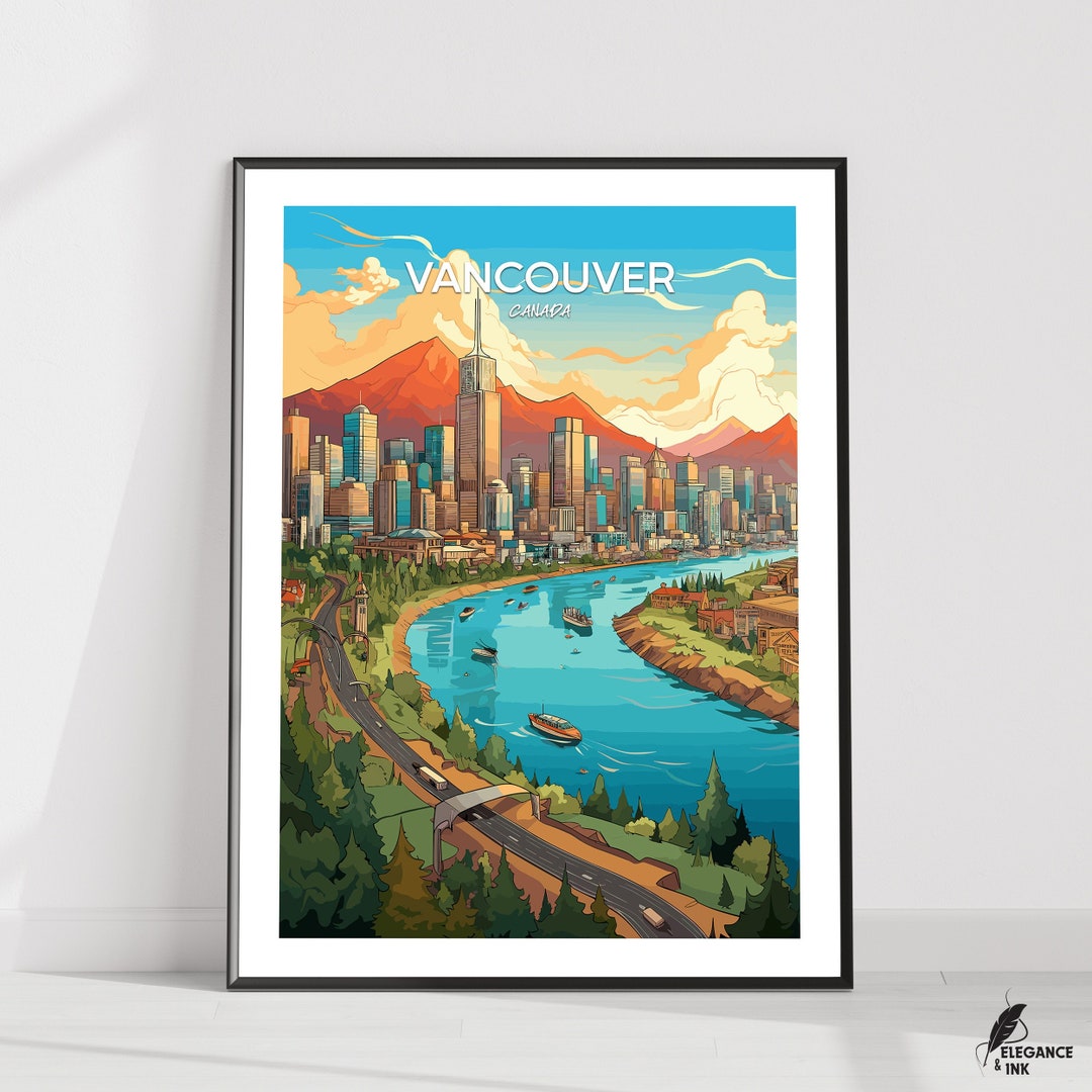Vancouver Print Vancouver Artworkvancouver Travel Gallerycanada Vintage ...