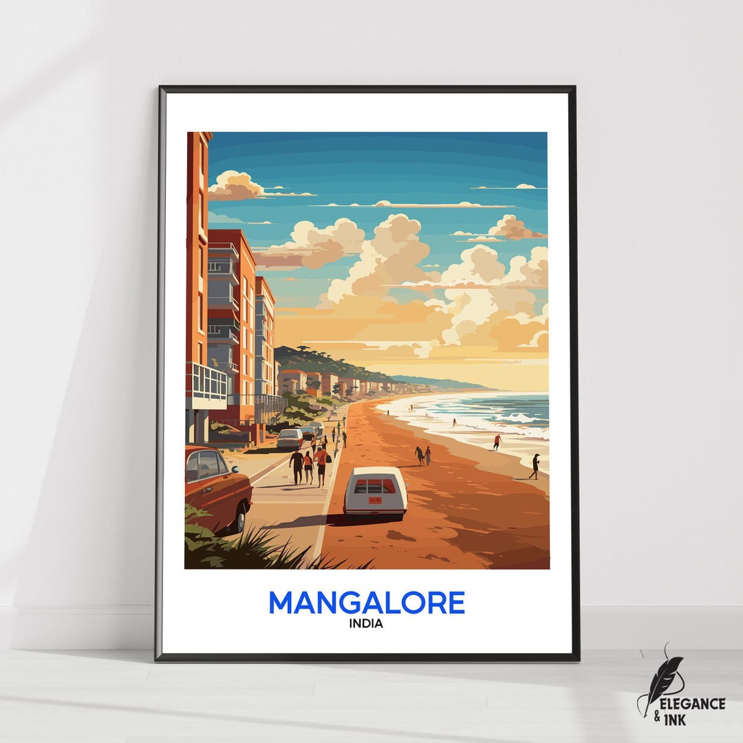 Mangalore Travel Wall Art Poster,mangalore Vintage City Painting ...