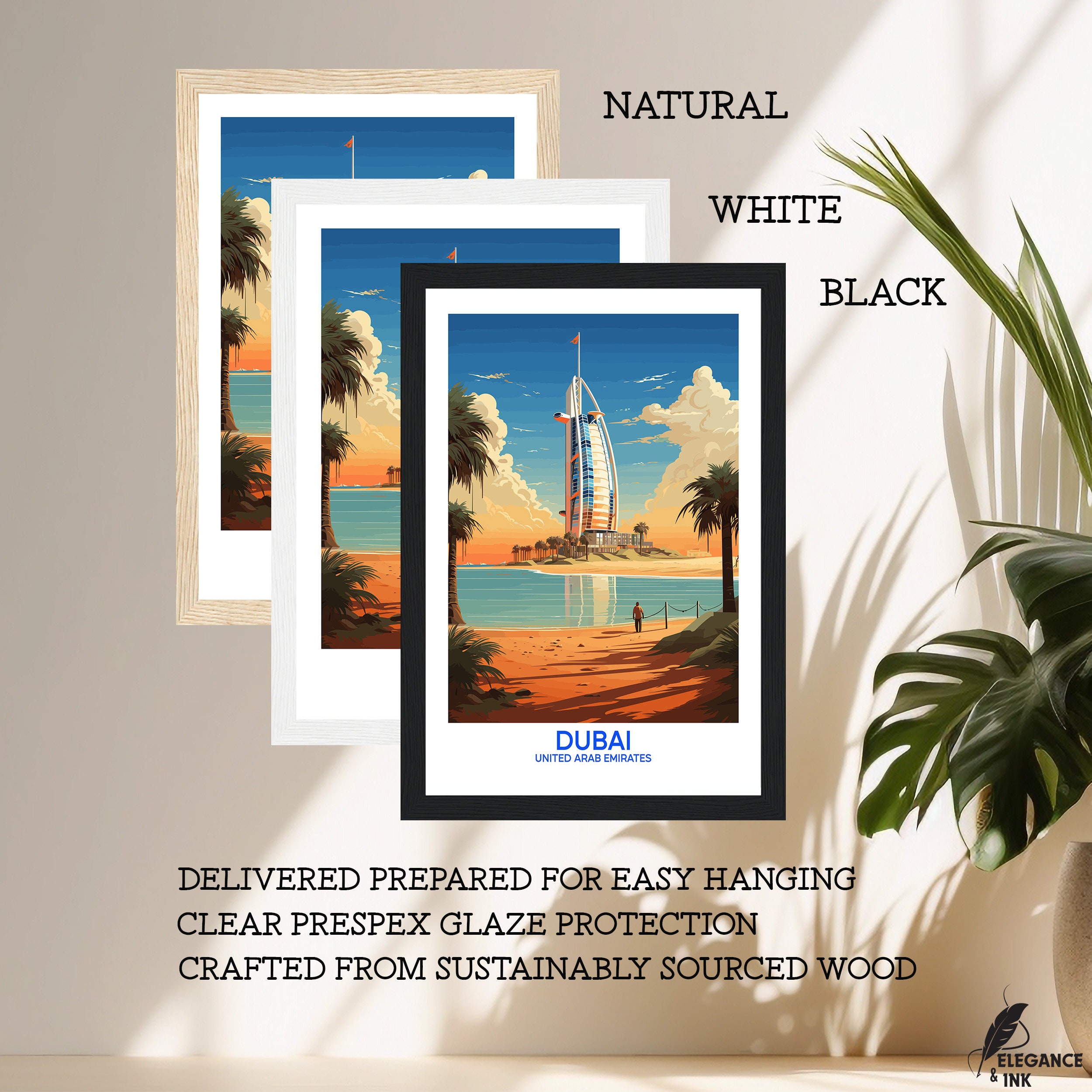 Dubai Travel Posterdubai Wall Decorillustration of Dubaiunited Arab ...