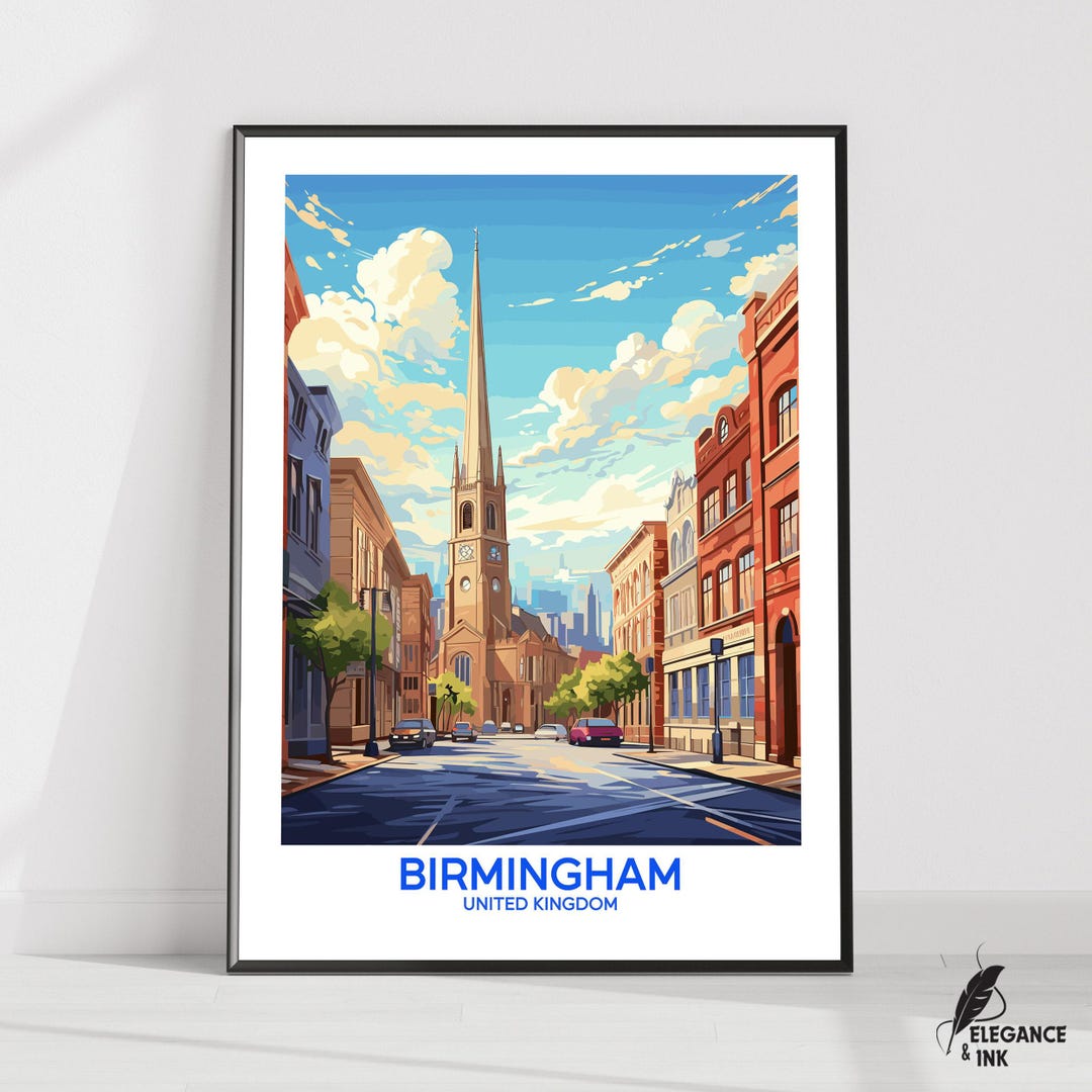 Birmingham Poster|birmingham Travel Print|birmingham Wall Art ...