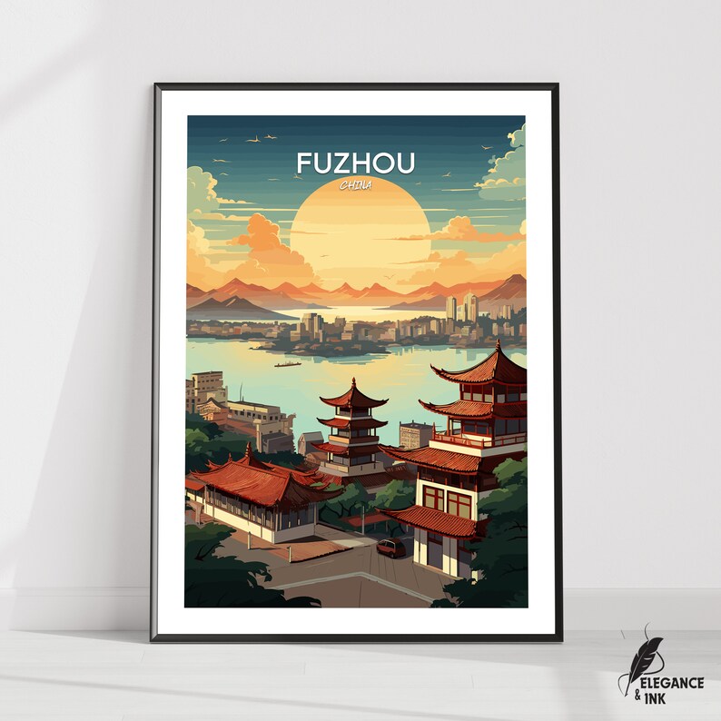 Fuzhou Travel Print Wall Art,fuzhou Minimalist Painting Art,fuzhou ...