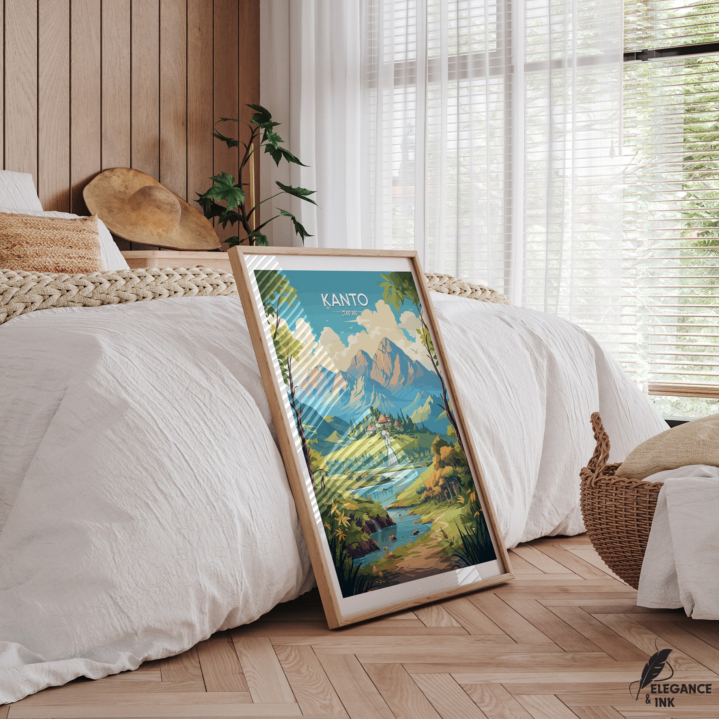 Kanto Wall Hanging Poster,kanto Flat Vector Illustration Canvas,japan ...