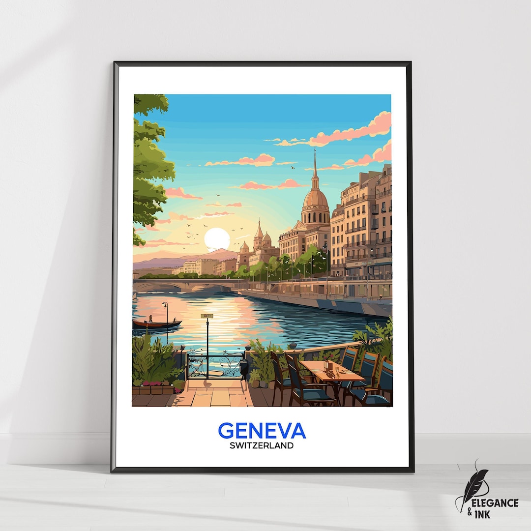 Geneva Travel Wall Art Poster,geneva Vintage City Painting,geneva ...