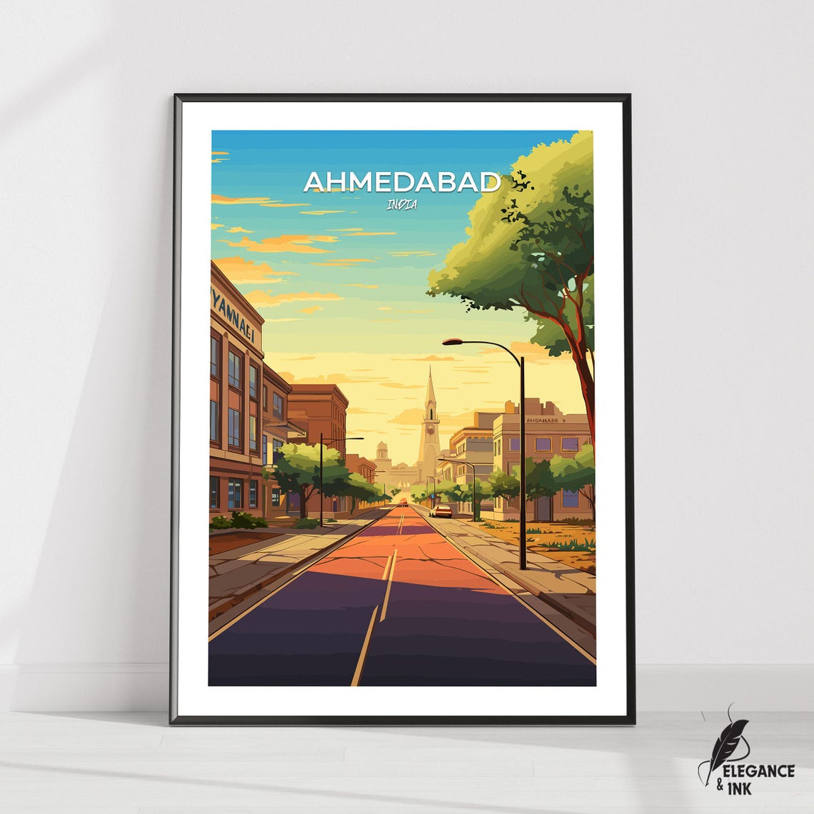 Ahmedabad Wall Hanging Poster,ahmedabad Flat Vector Illustration Canvas ...