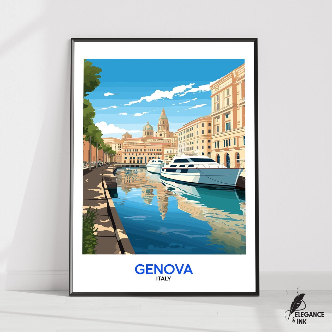 Genova Travel Wall Art Poster,genova Vintage City Painting,genova Italy ...