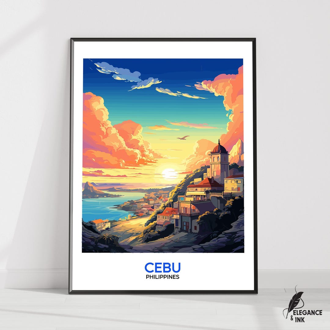 Cebu Travel Wall Art Poster,cebu Vintage City Painting,cebu Philippines ...