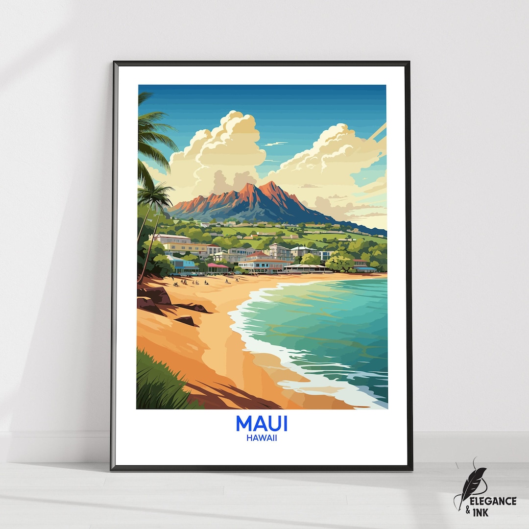 Maui Poster|maui Travel Print|maui Wall Art|maui Wall Decor|maui City ...