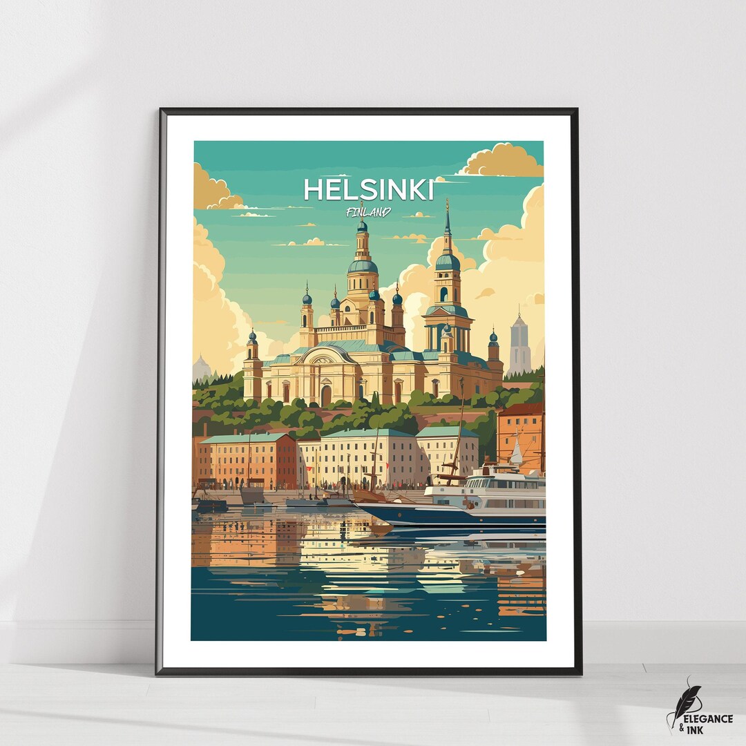 Helsinki Print|helsinki Travel Gallery|finland Vintage Artwork Print ...