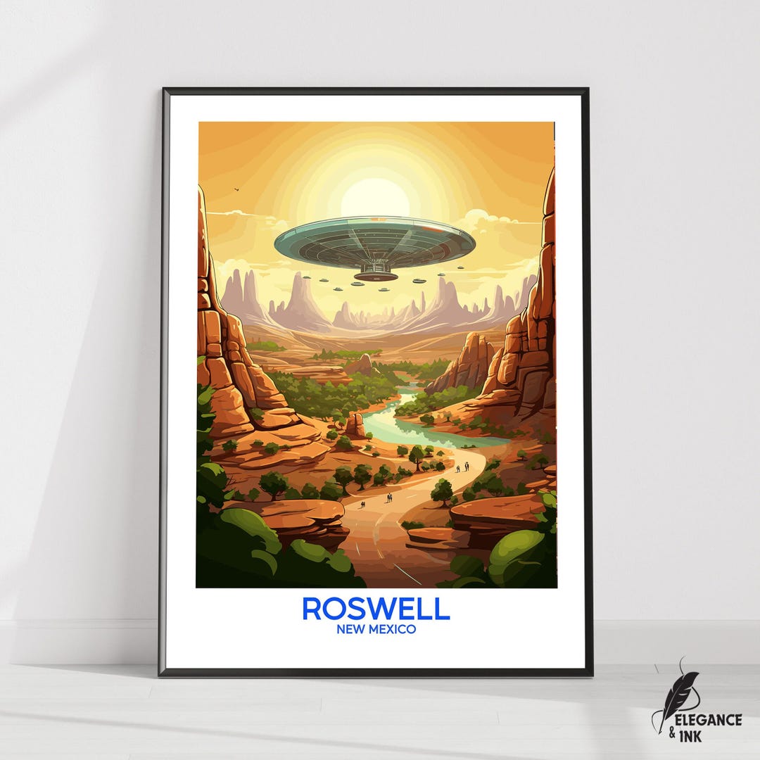 Roswell Wall Hanging Poster,roswell Flat Vector Illustration Canvas ...