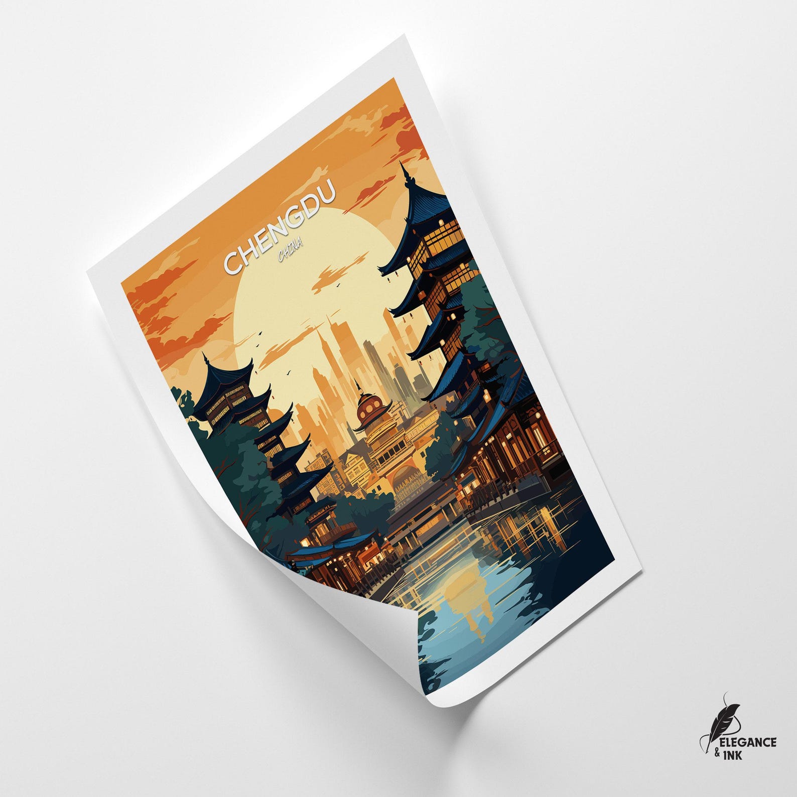 Chengdu Print|chengdu Travel Poster|chengdu Artwork|chengdu Canvas ...
