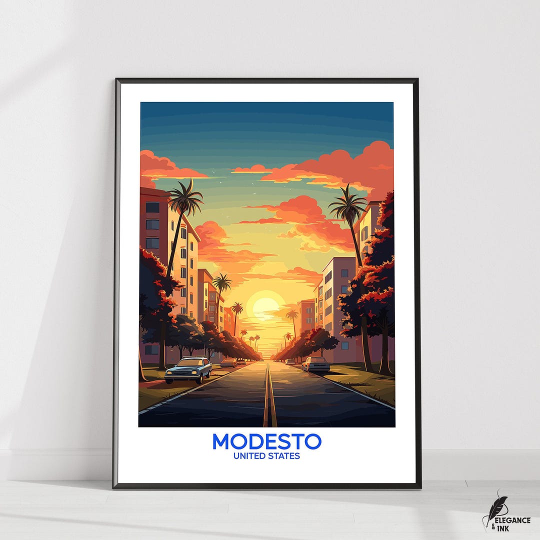 Modesto Poster|modesto Wall Art|modesto Wall Decor|modesto Travel Print ...