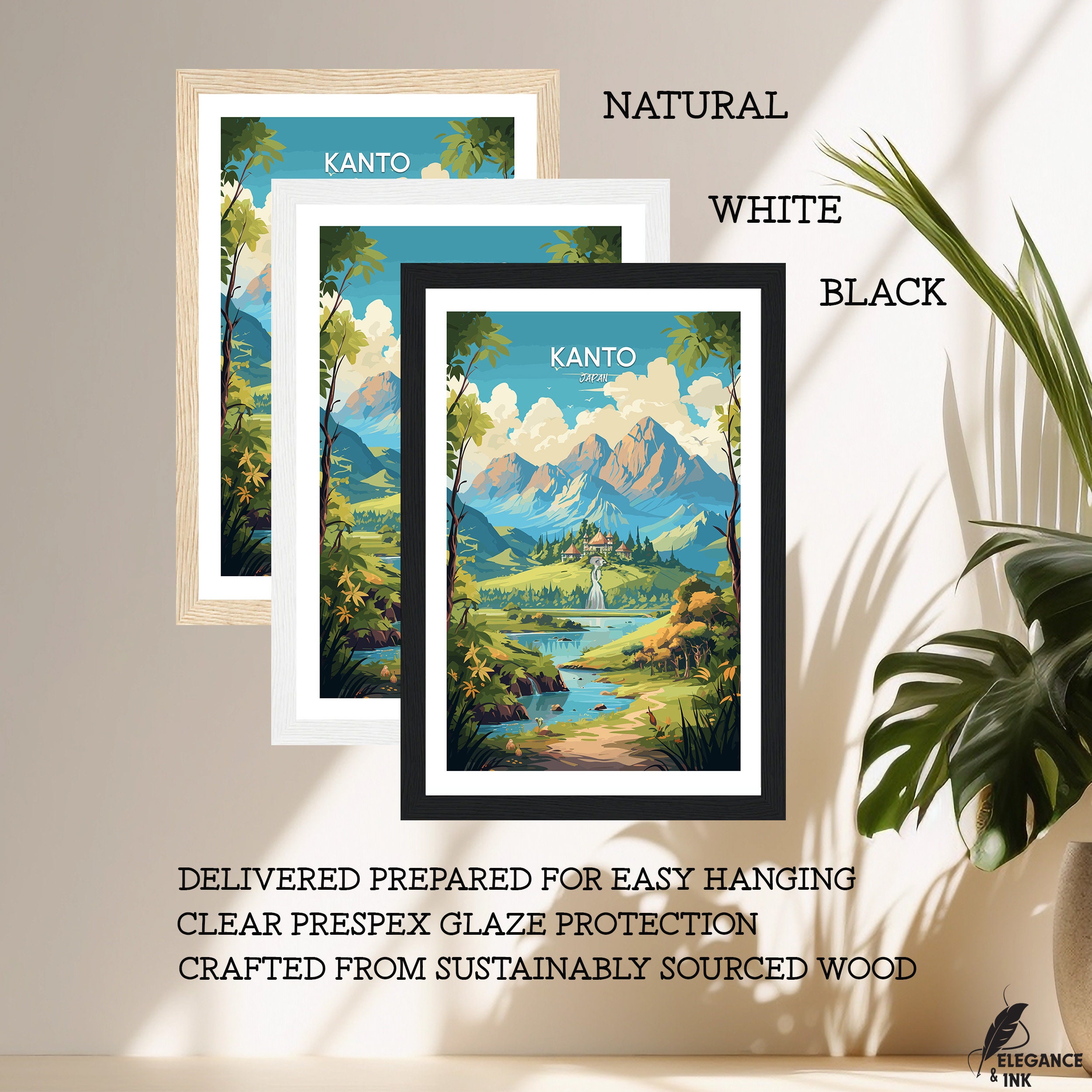 Kanto Wall Hanging Poster,kanto Flat Vector Illustration Canvas,japan ...