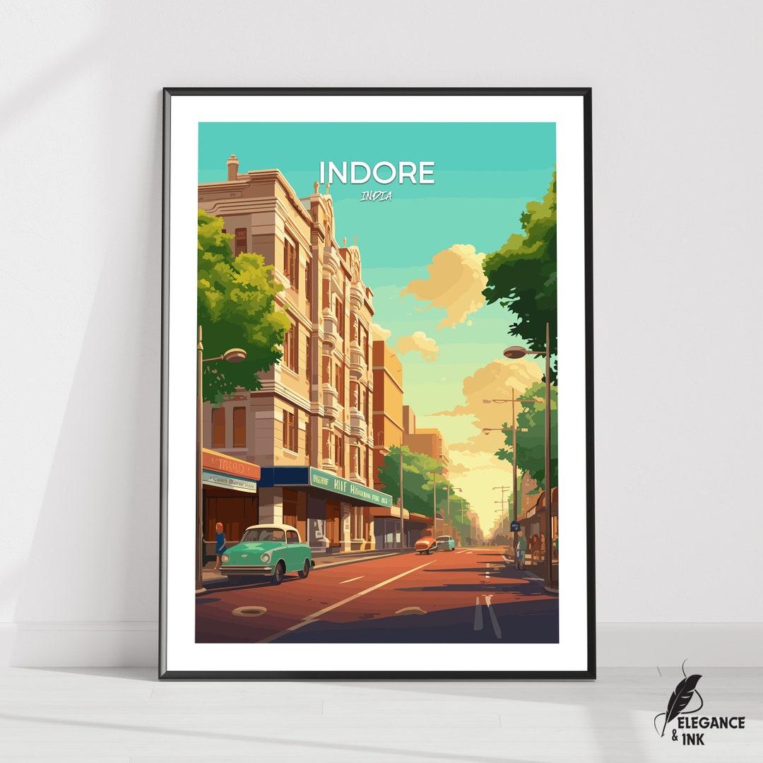 Indore Travel Print Wall Art,indore Minimalist Painting Art,madhya ...