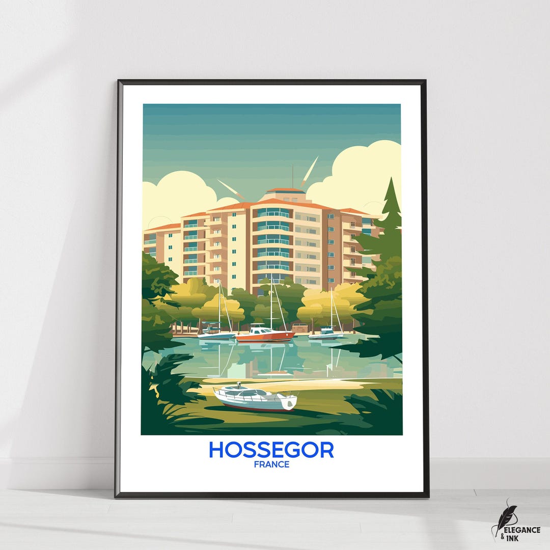 Hossegor Poster|hossegor Wall Art|wall Decor|hossegor Travel Print ...