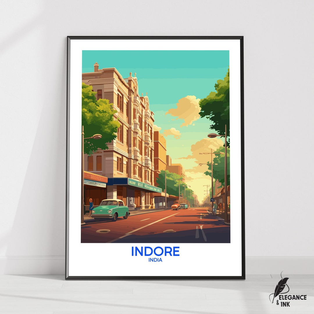Indore Wall Hanging Poster,indore Flat Vector Illustration Canvas ...