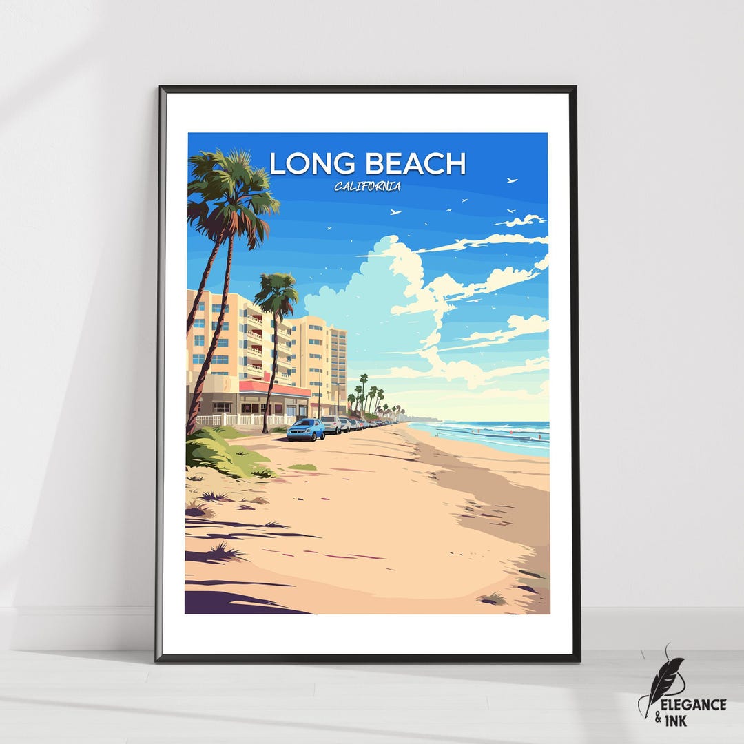Long Beach Travel Wall Art Print,long Beach Traveler Gift Idea,long ...