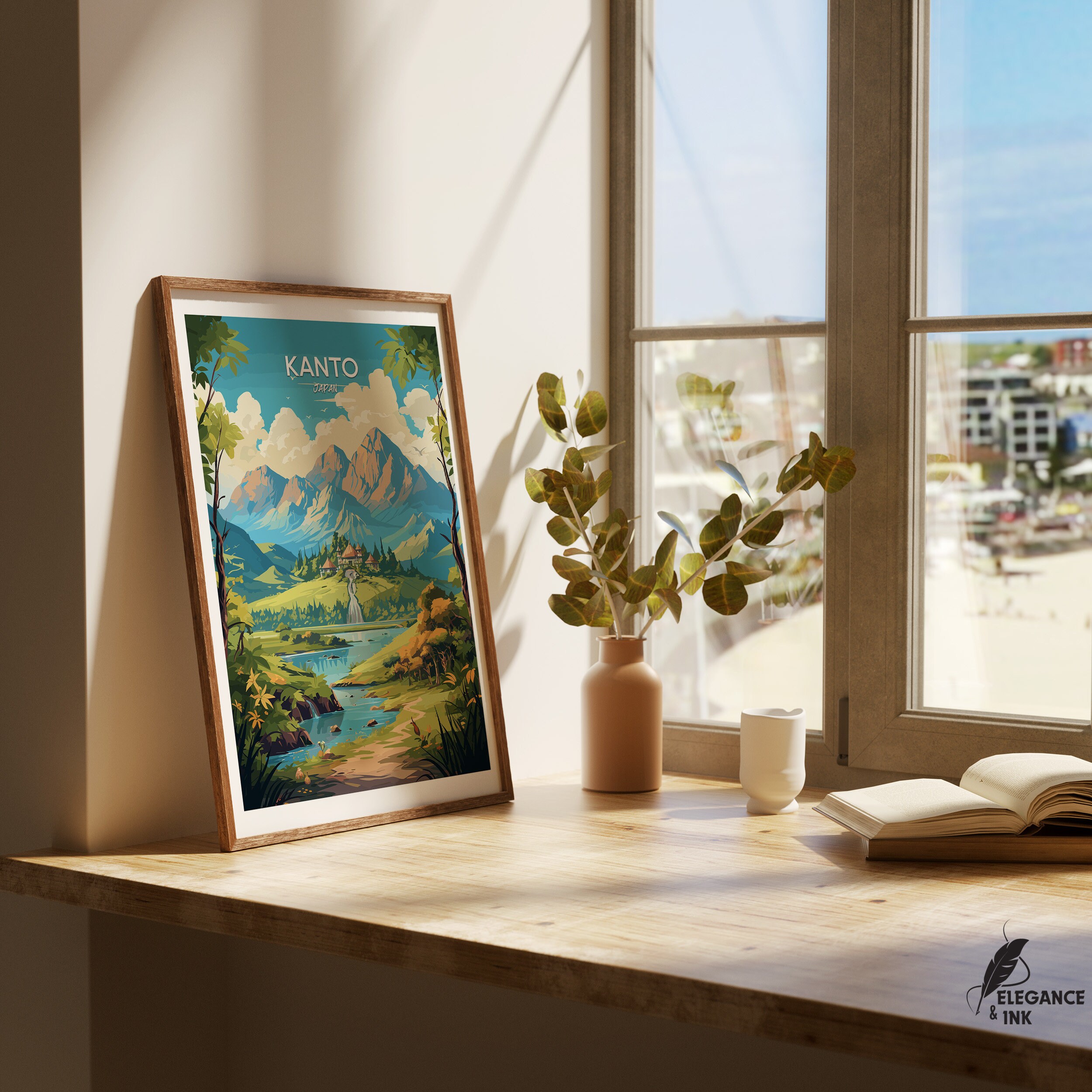 Kanto Wall Hanging Poster,kanto Flat Vector Illustration Canvas,japan ...