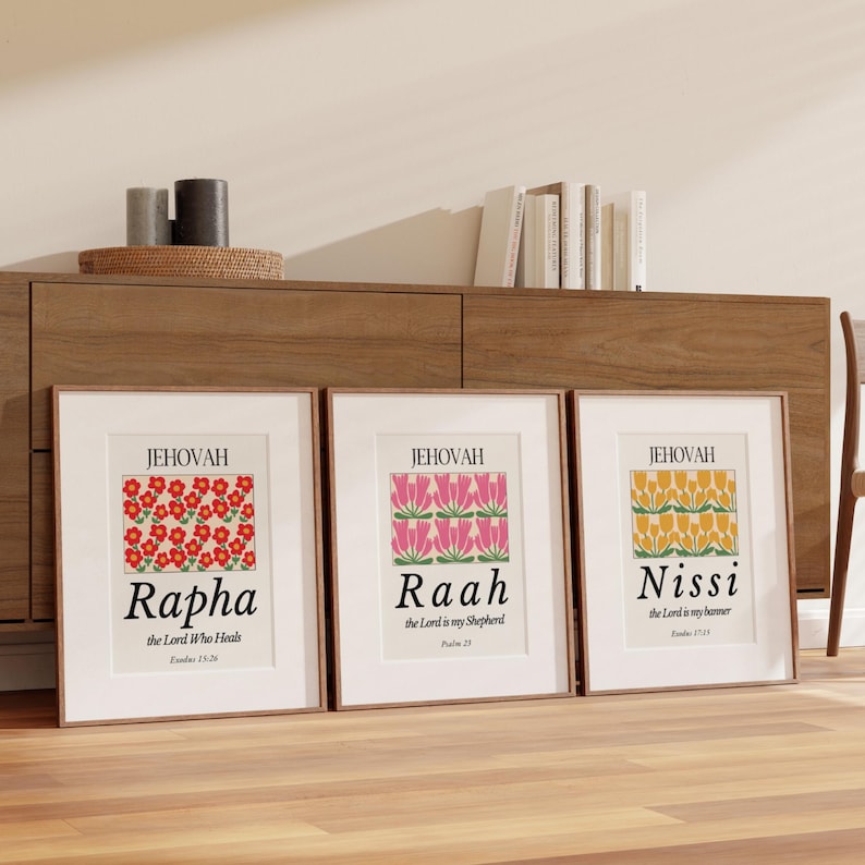 Conjunto de Impressões Artísticas com Nomes de Deus em Hebraico ...