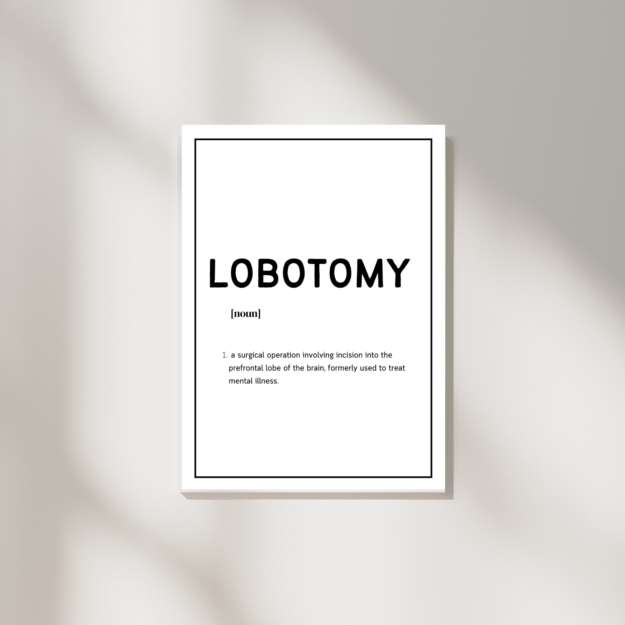 Lobotomy Definition Print Halloween Home Decor Minimalist - Etsy