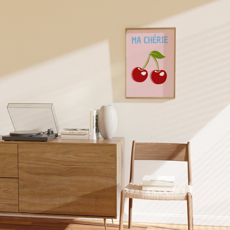 Cherry Print, Ma Cherie Poster, Funky Kitchen Art (digital Download) - Etsy