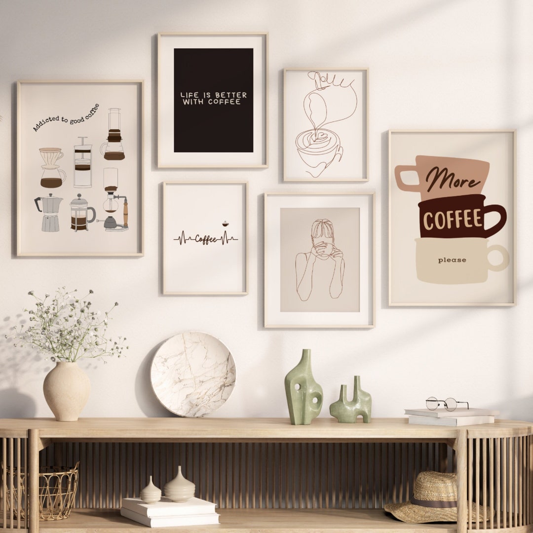 Coffee Bar Gallery Wall Set of 6, Coffee Print, Coffee Lover Gift ...