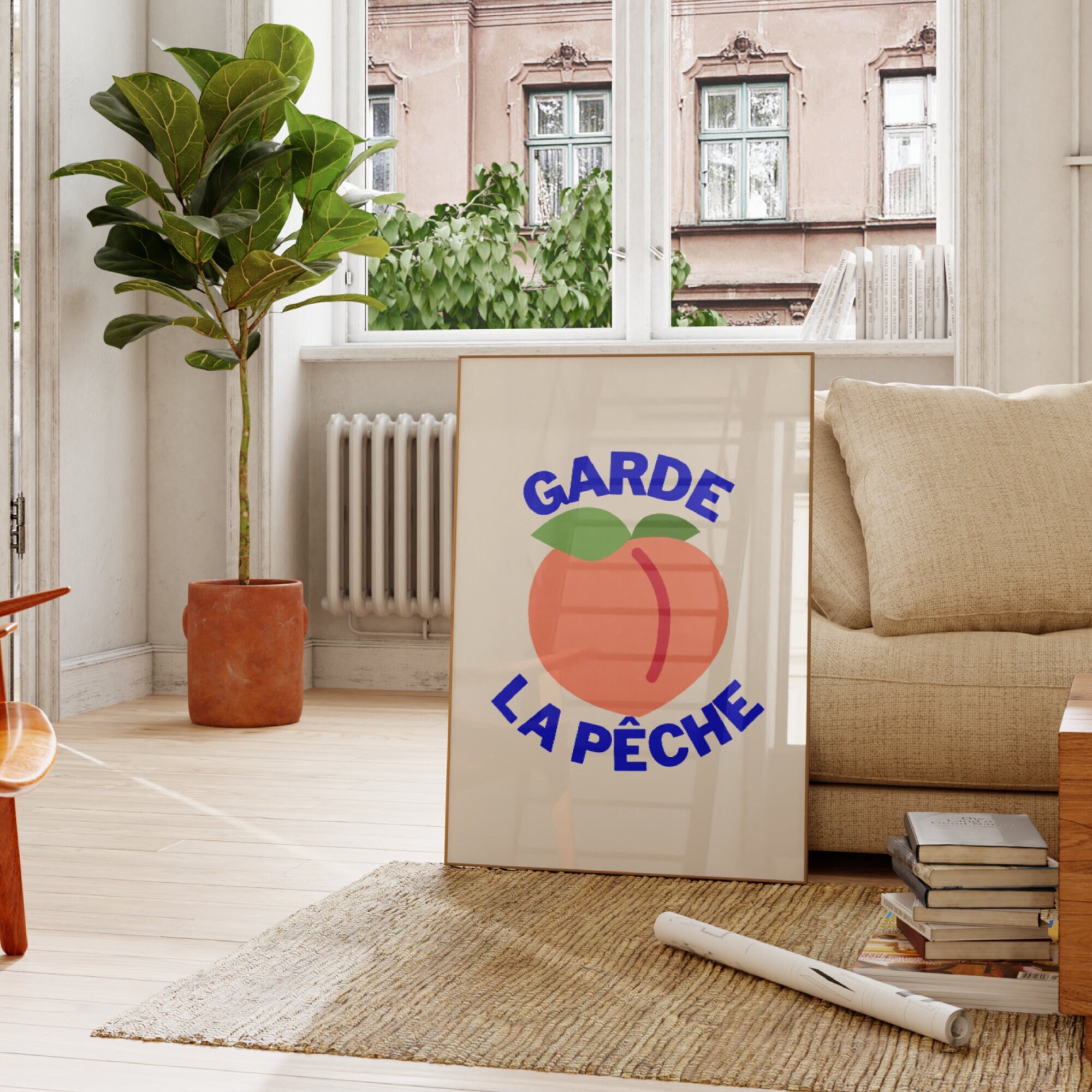 Peach Print Wall Art, French Art Print, Peach Print, Colorful Prints ...