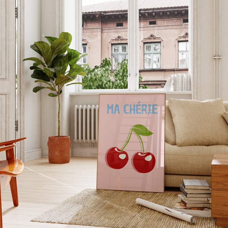 Cherry Print, Ma Cherie Poster, Funky Kitchen Art (digital Download) - Etsy