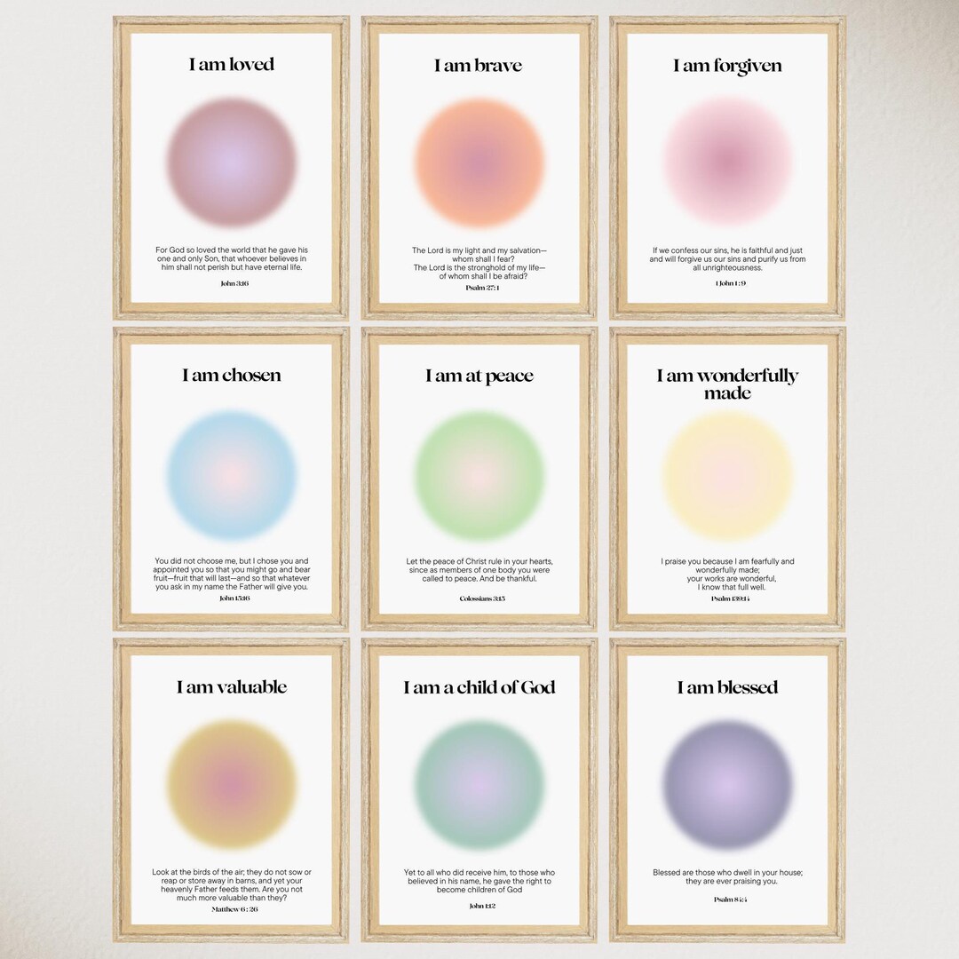 Set of 9 Positive Christian Aura Posters Daily Christian Spiritual ...